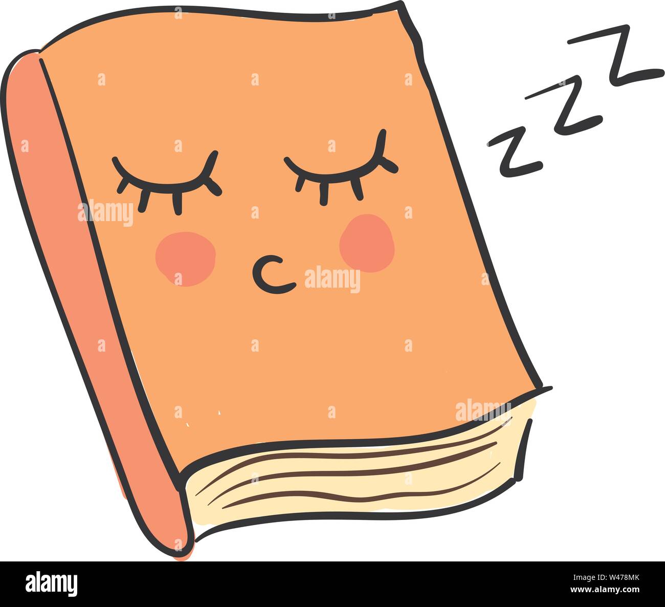 Sleepy book, illustration, vector on white background Stock Vector ...