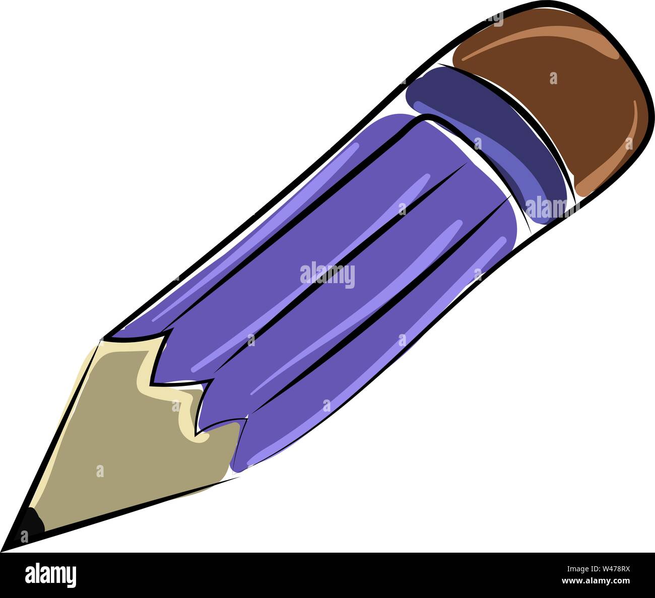 Purple pencil, illustration, vector on white background Stock Vector ...