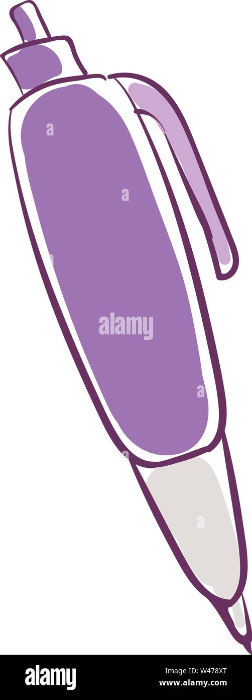 Purple pen, illustration, vector on white background Stock Vector Image ...