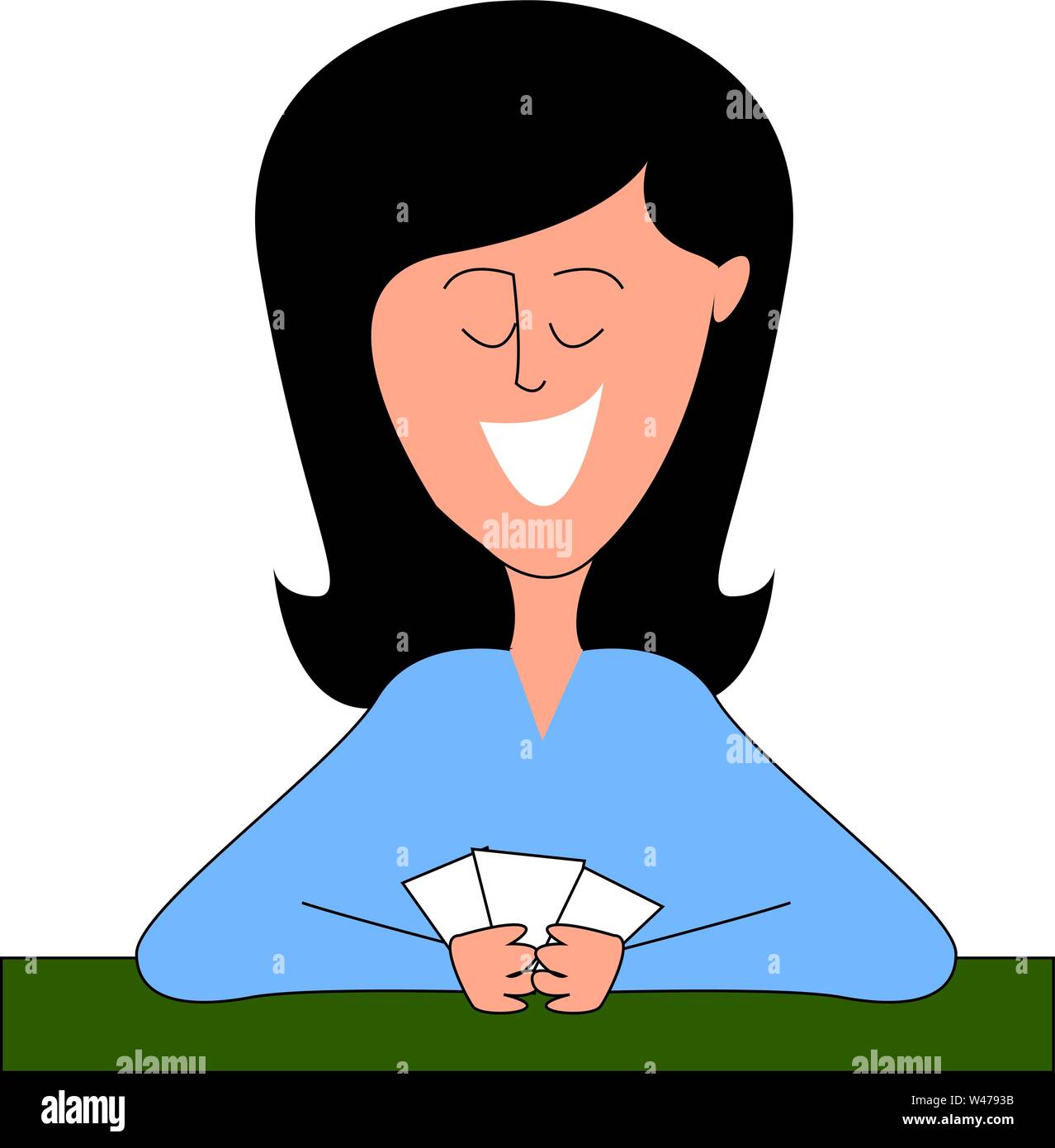 Girl playing cards, illustration, vector on white background Stock ...