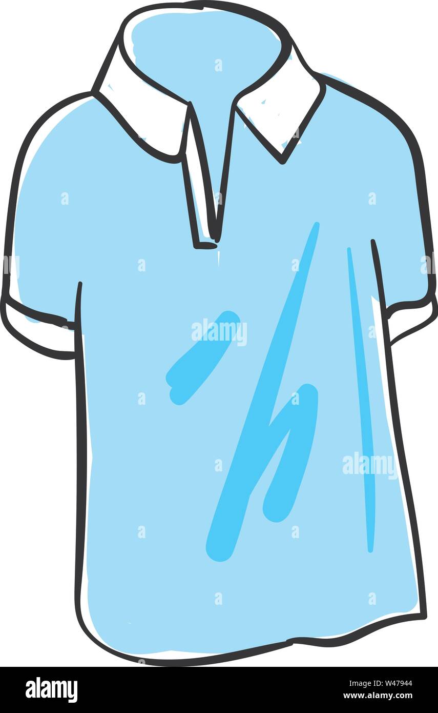 Blue polo shirt, illustration, vector on white background Stock Vector ...