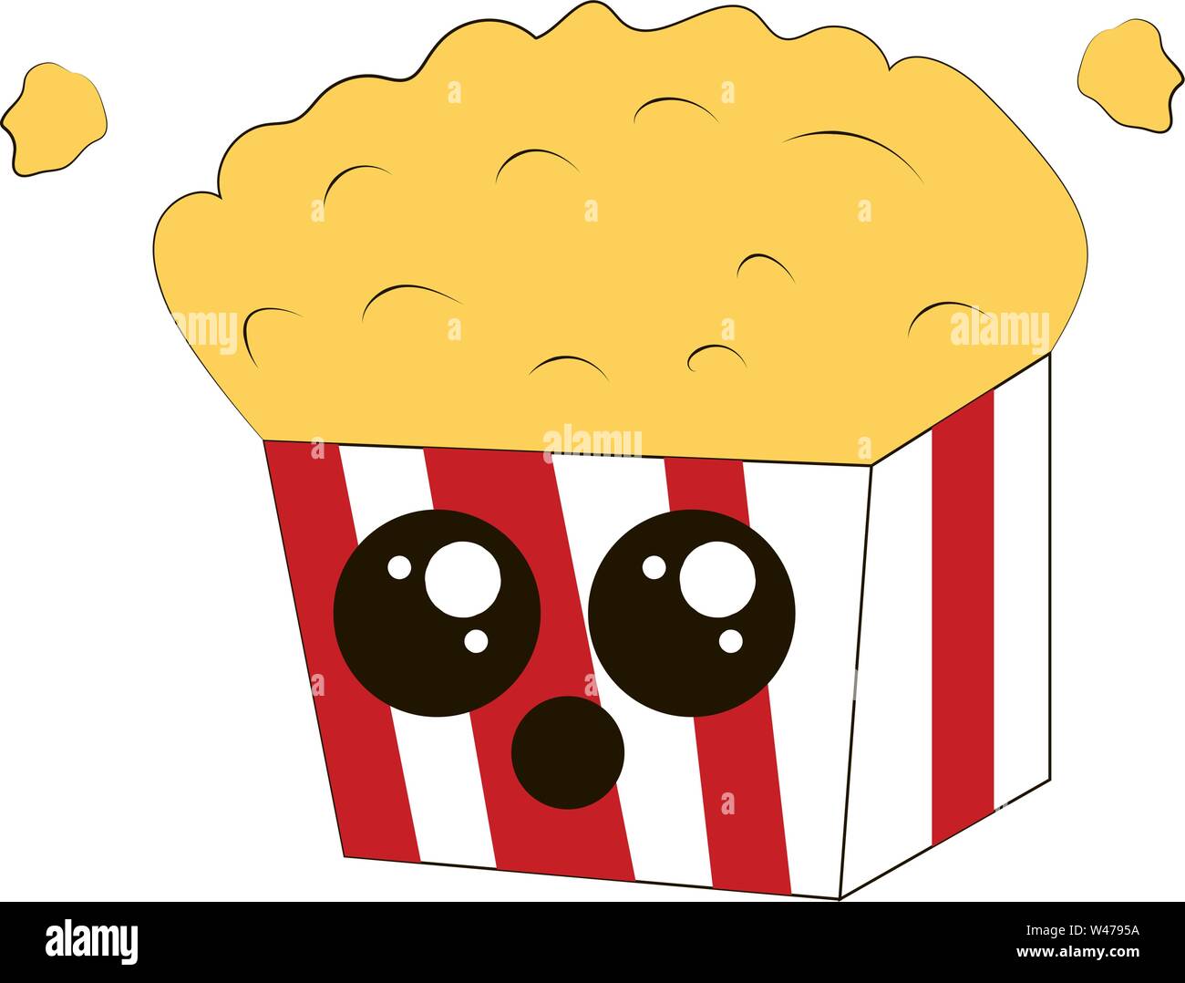 Shocked popcorn, illustration, vector on white background Stock Vector ...