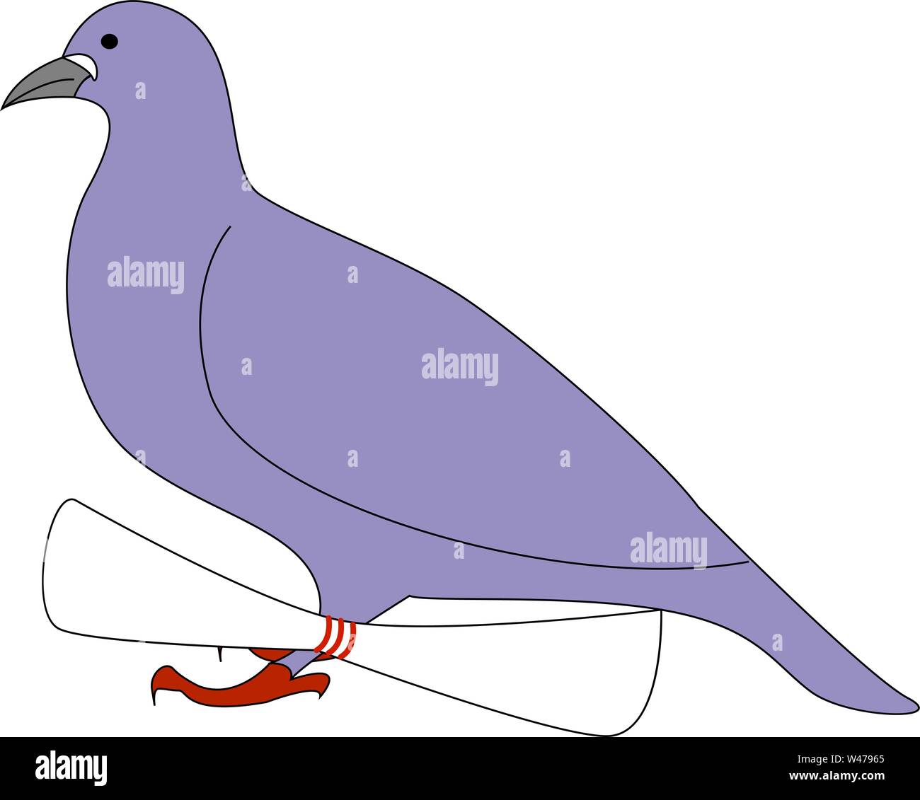 Purple pigeon, illustration, vector on white background Stock Vector ...