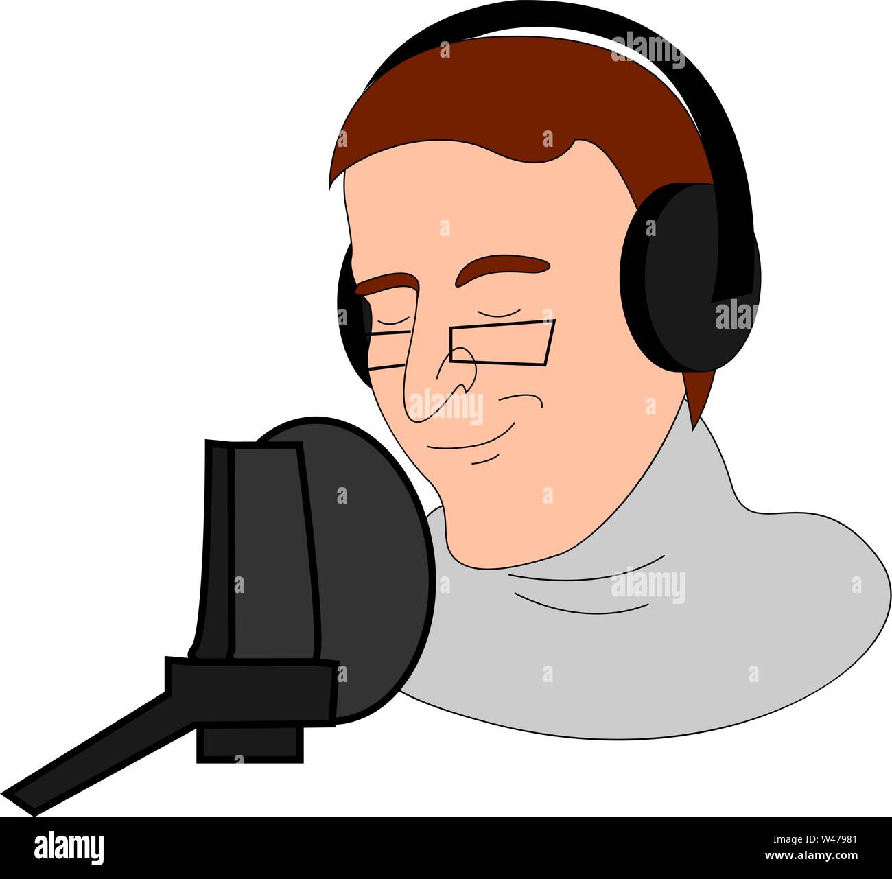 Radio host, illustration, vector on white background Stock Vector Image ...