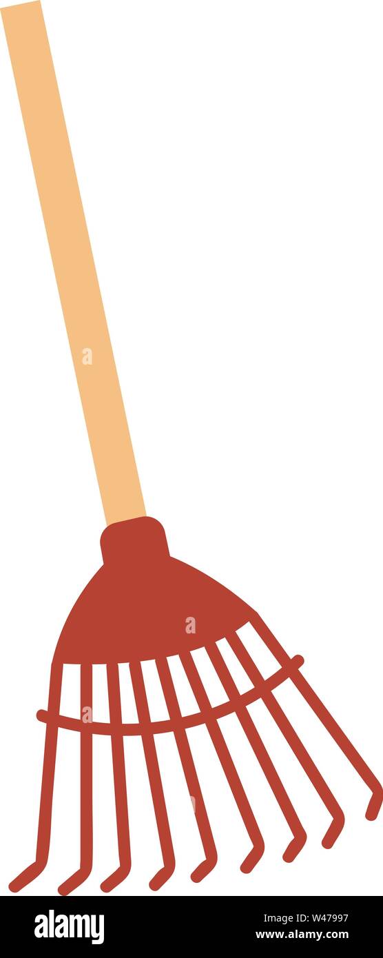 Red rake, illustration, vector on white background Stock Vector Image ...
