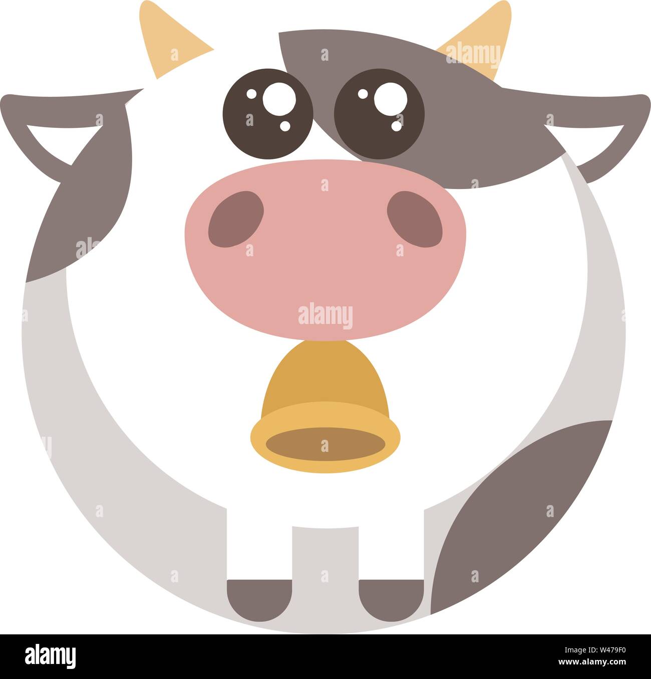 Fat cow with bell, illustration, vector on white background Stock ...
