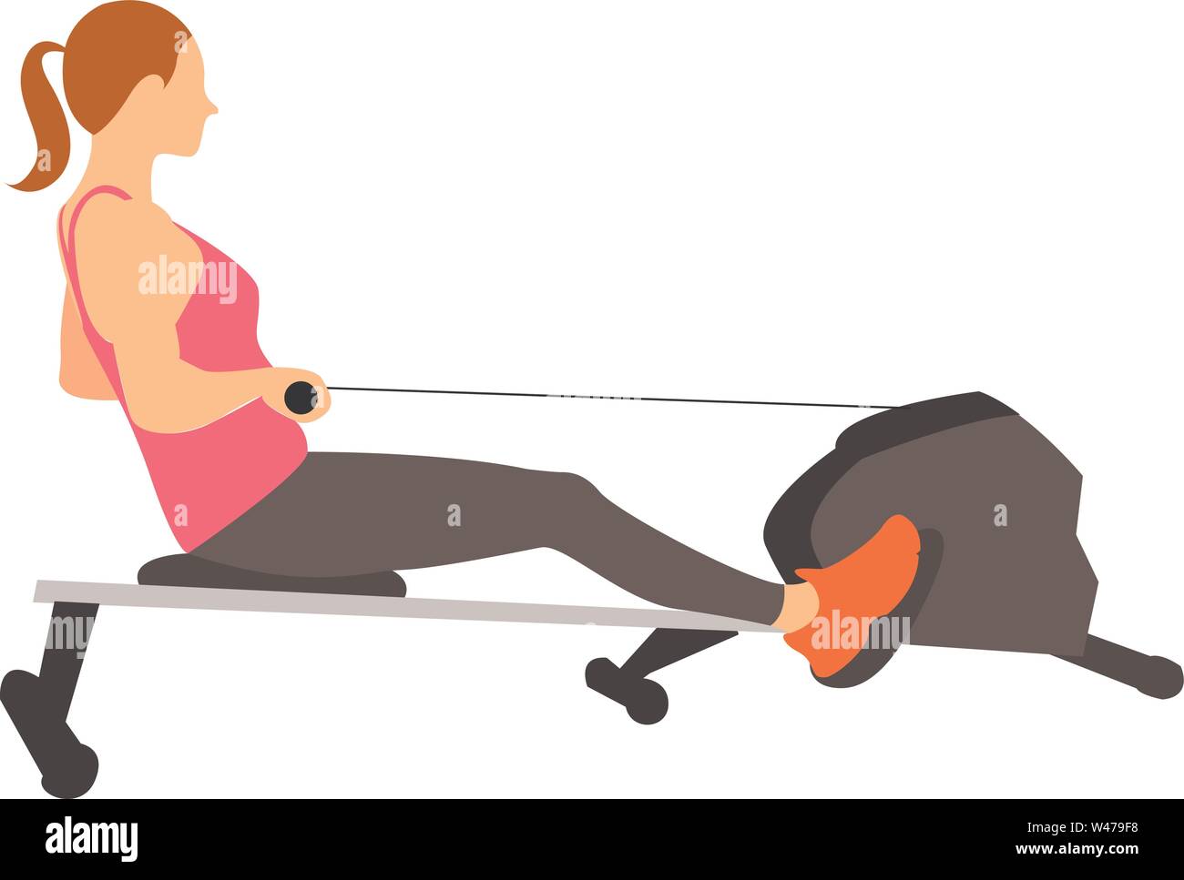 Rowing machine, illustration, vector on white background Stock Vector ...