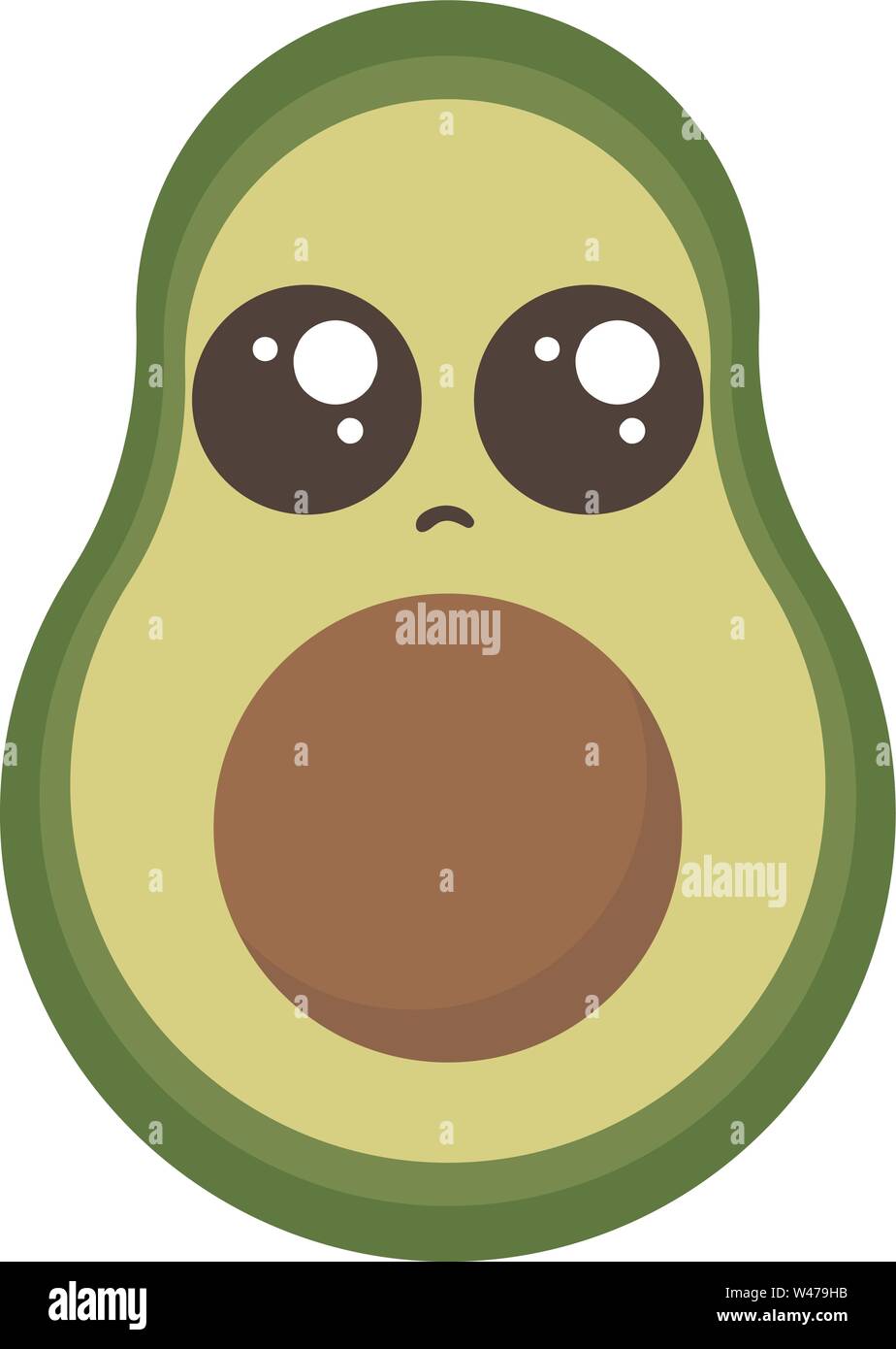 Sad avocado, illustration, vector on white background Stock Vector ...
