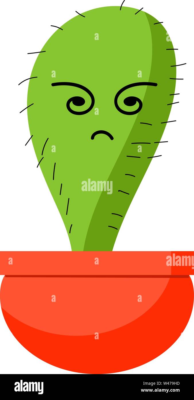 Sad cactus, illustration, vector on white background Stock Vector Image ...