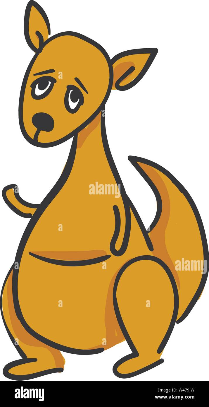Sad kangaroo, illustration, vector on white background Stock Vector ...