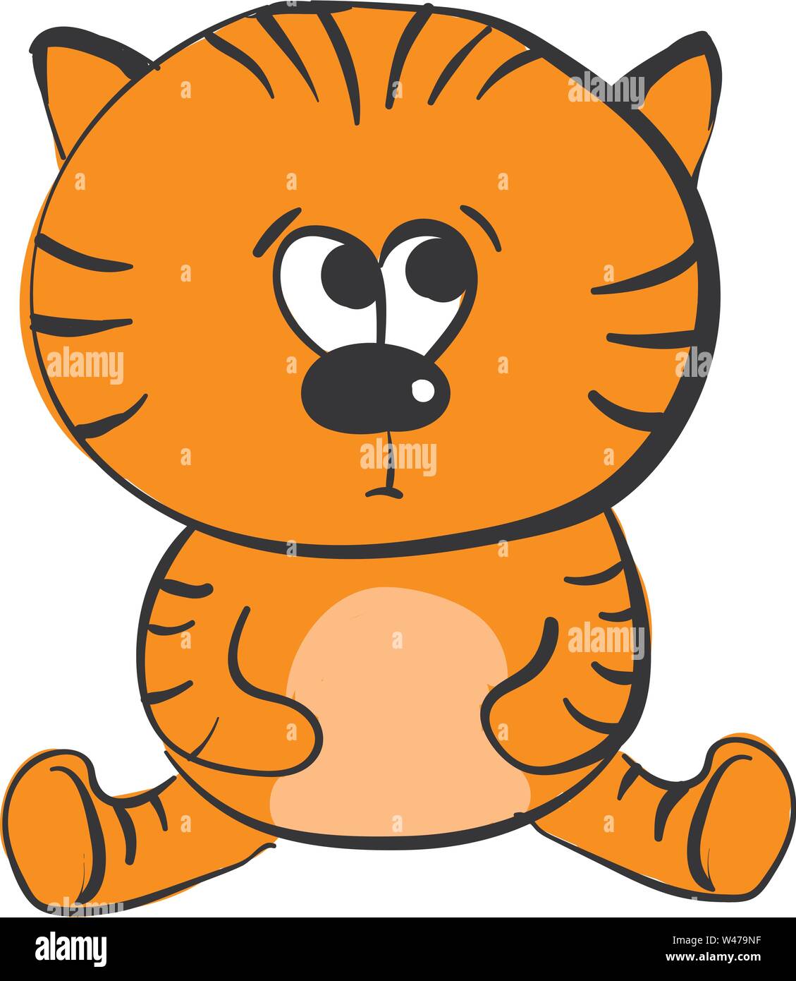 Sad little tiger, illustration, vector on white background Stock Vector ...