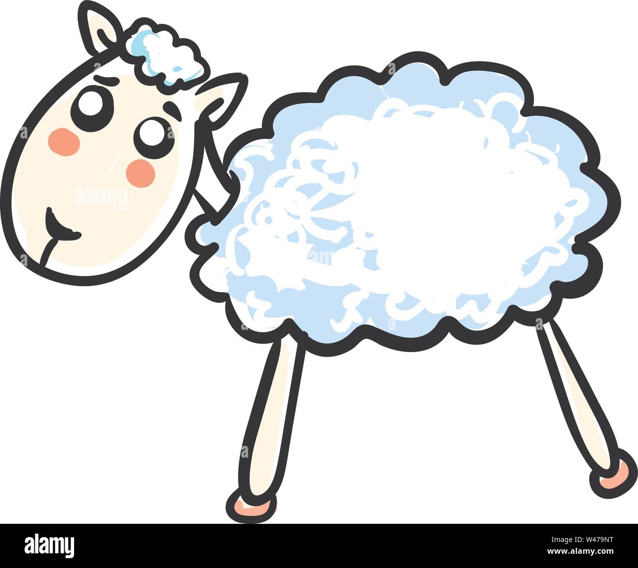 Sad little sheep, illustration, vector on white background Stock Vector ...