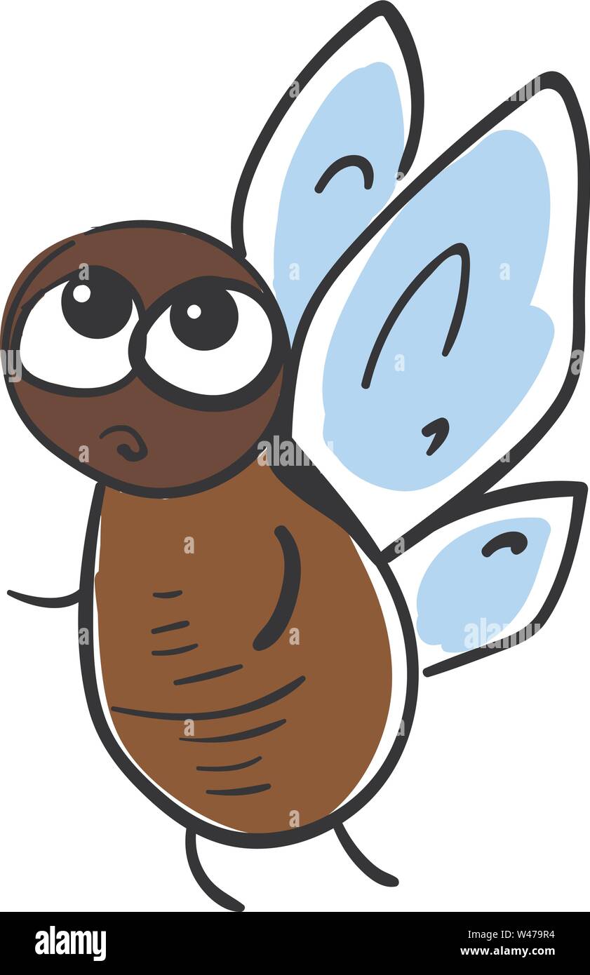 Scared fly, illustration, vector on white background Stock Vector Image ...