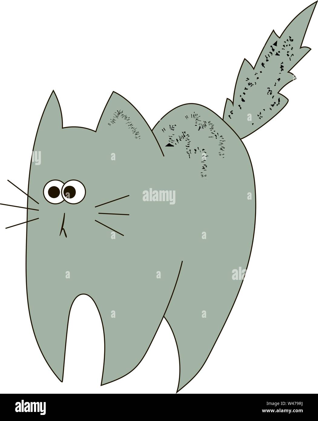Scared cat, illustration, vector on white background Stock Vector Image ...