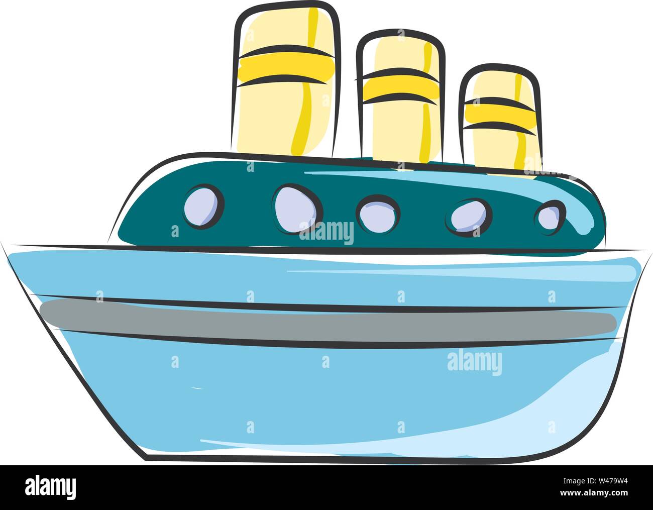 Ship on sea, illustration, vector on white background Stock Vector ...