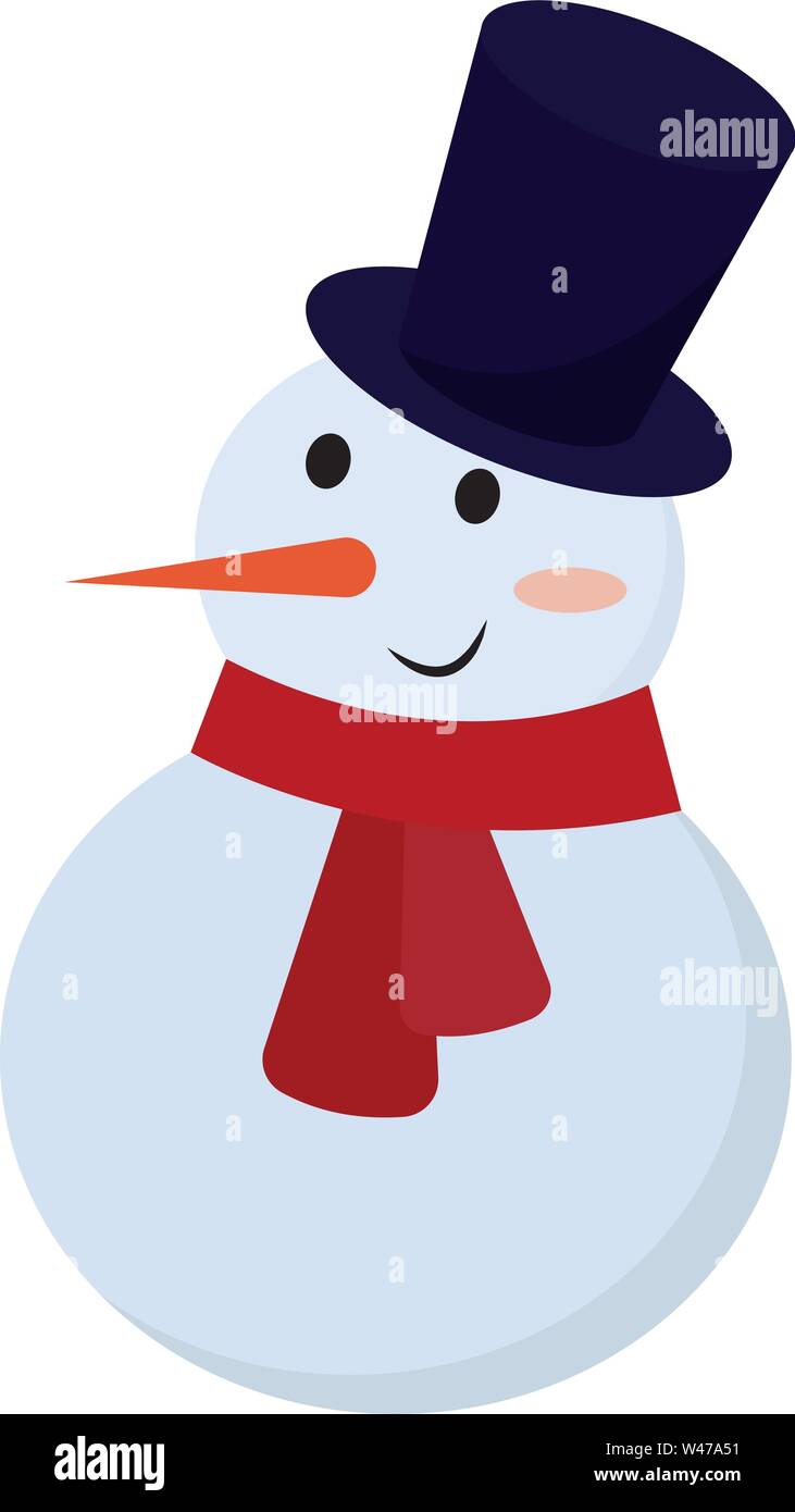Snowman with hat, illustration, vector on white background Stock Vector ...