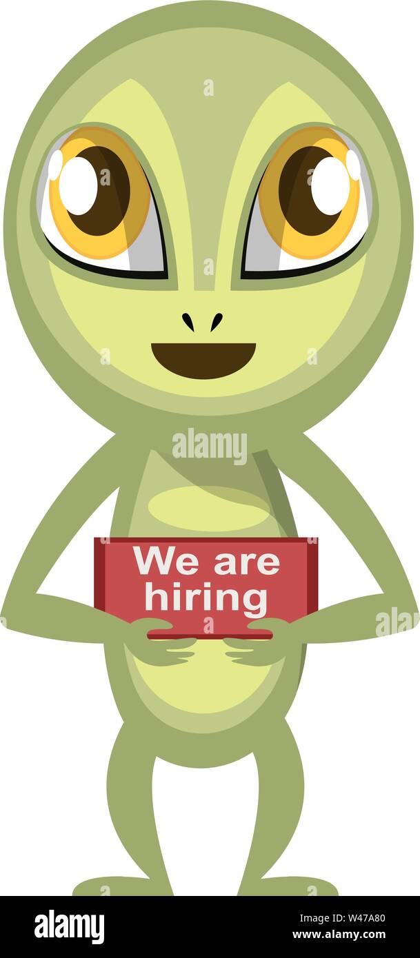 Alien hiring people, illustration, vector on white background Stock ...