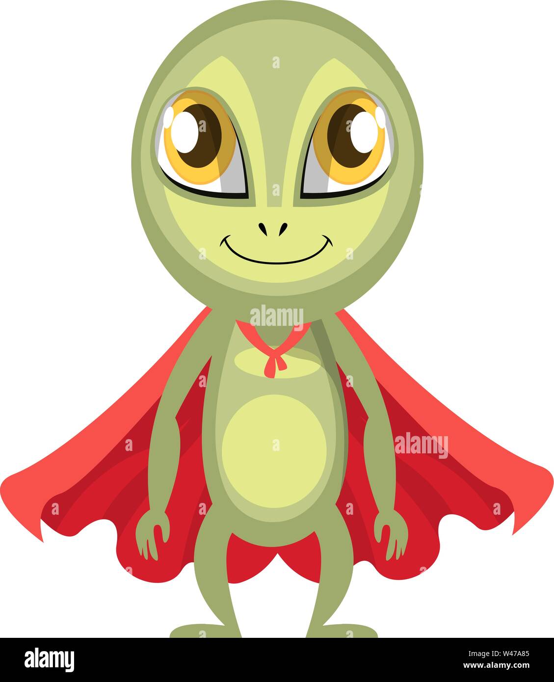 Alien with red cape, illustration, vector on white background Stock ...