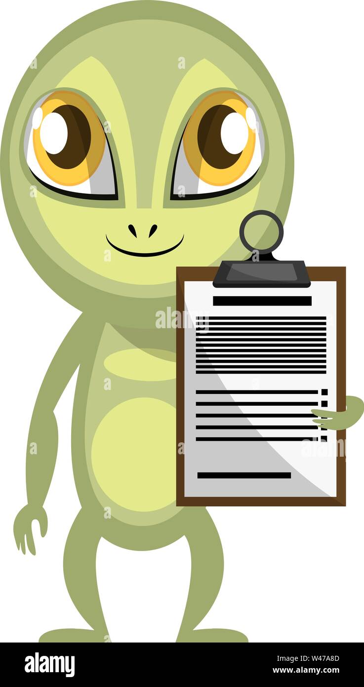 Alien with schedule, illustration, vector on white background Stock ...