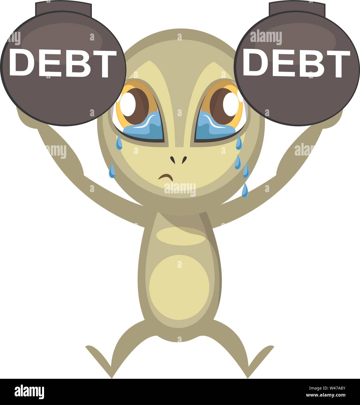 Alien in debt, illustration, vector on white background Stock Vector ...