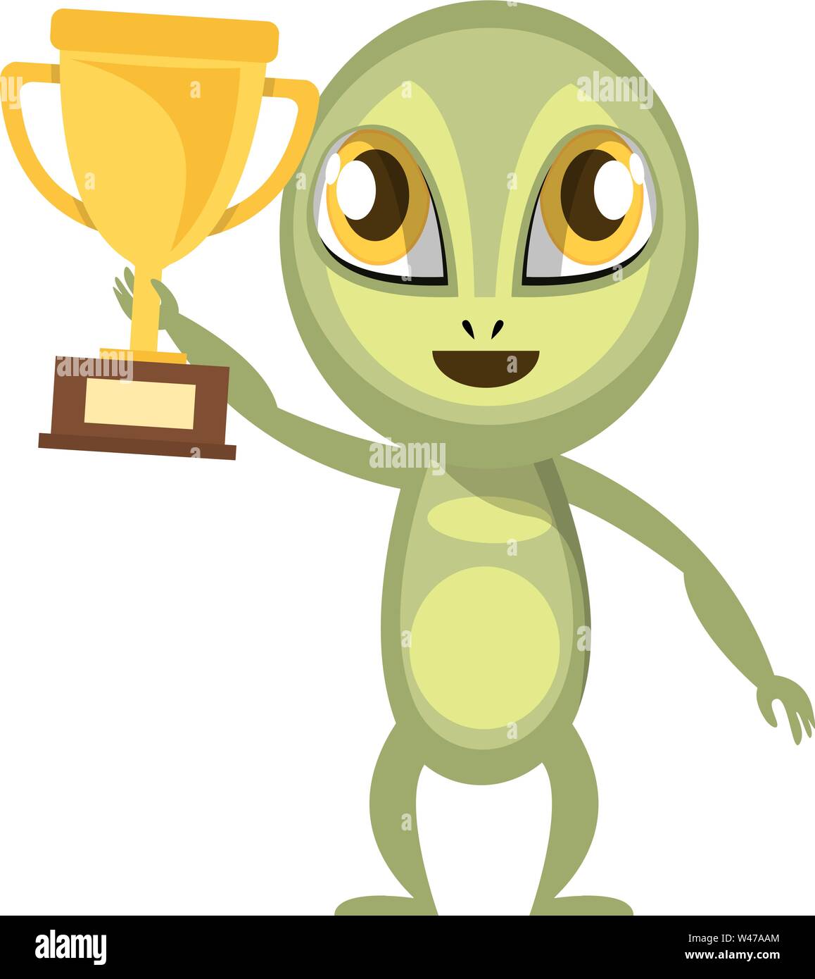 Alien with trophy, illustration, vector on white background Stock ...