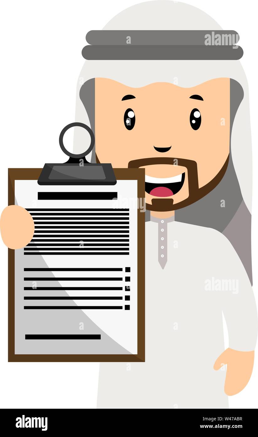 Arab with schedule, illustration, vector on white background Stock ...