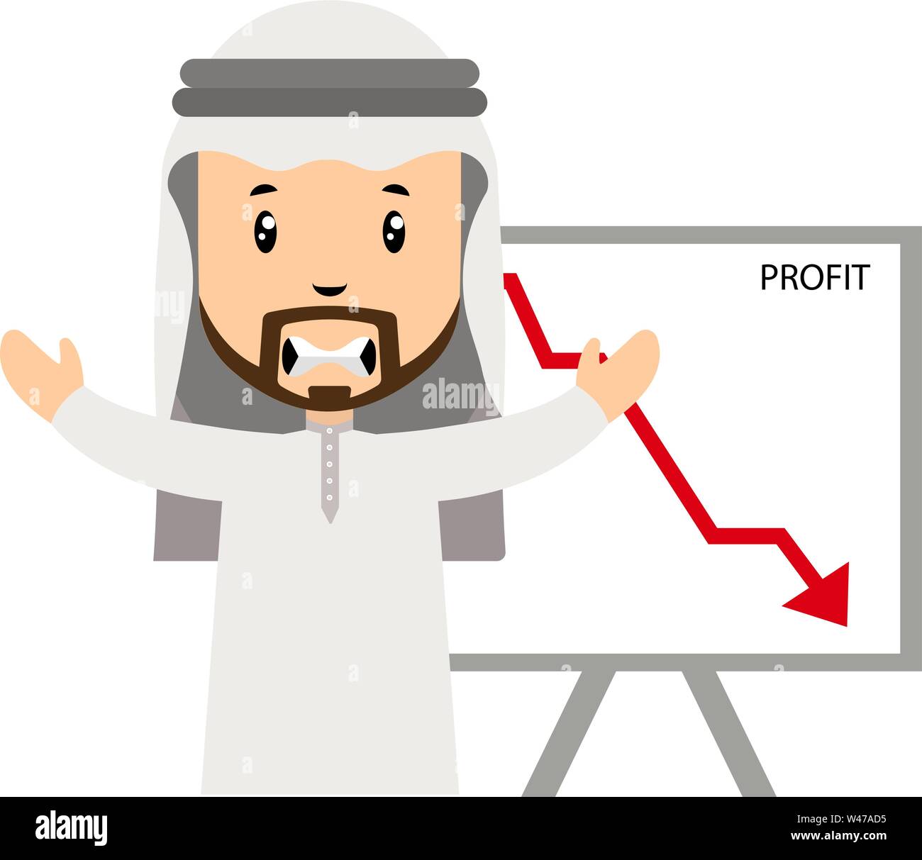 Arab with profit drop, illustration, vector on white background Stock ...