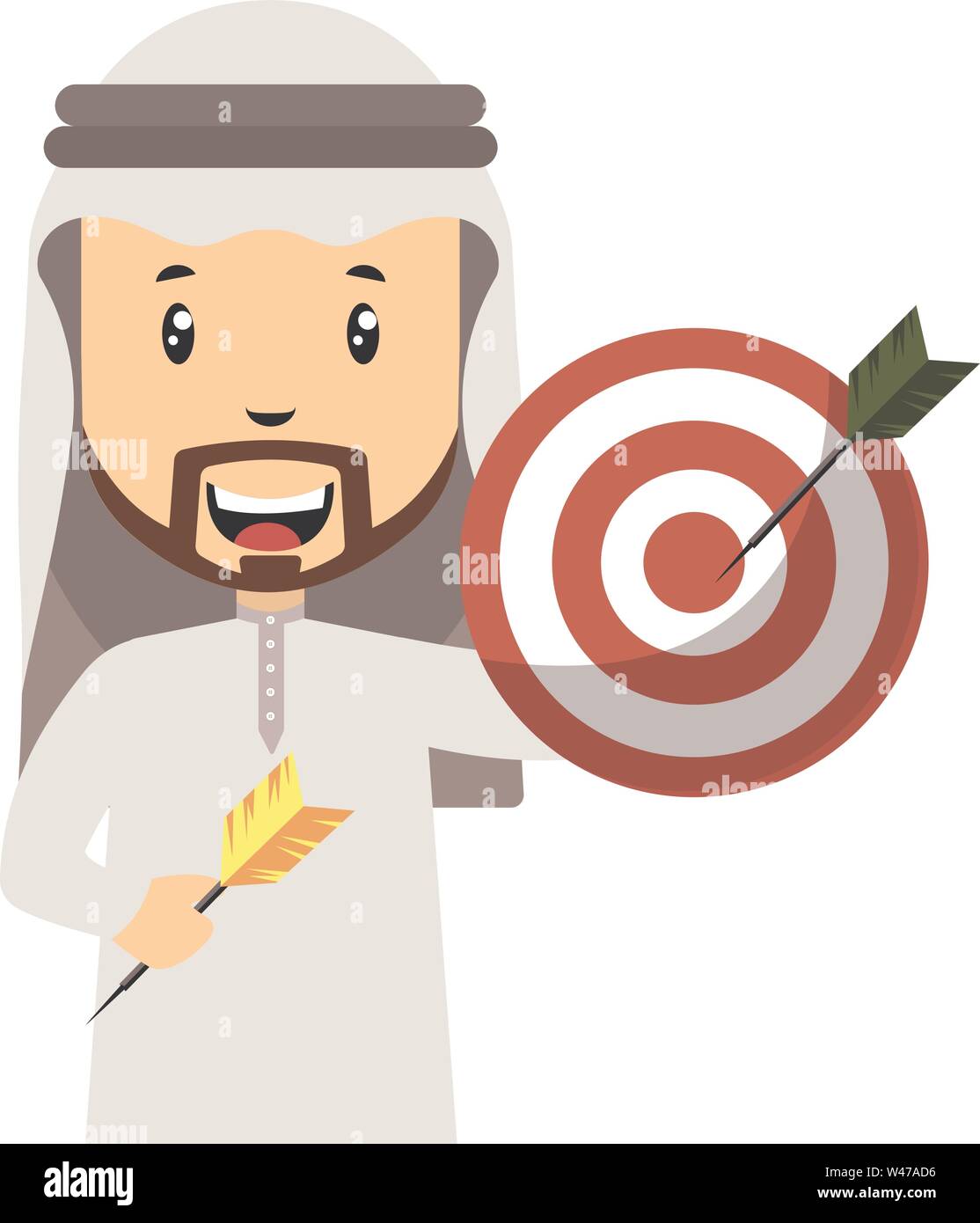 Arab with target, illustration, vector on white background Stock Vector ...