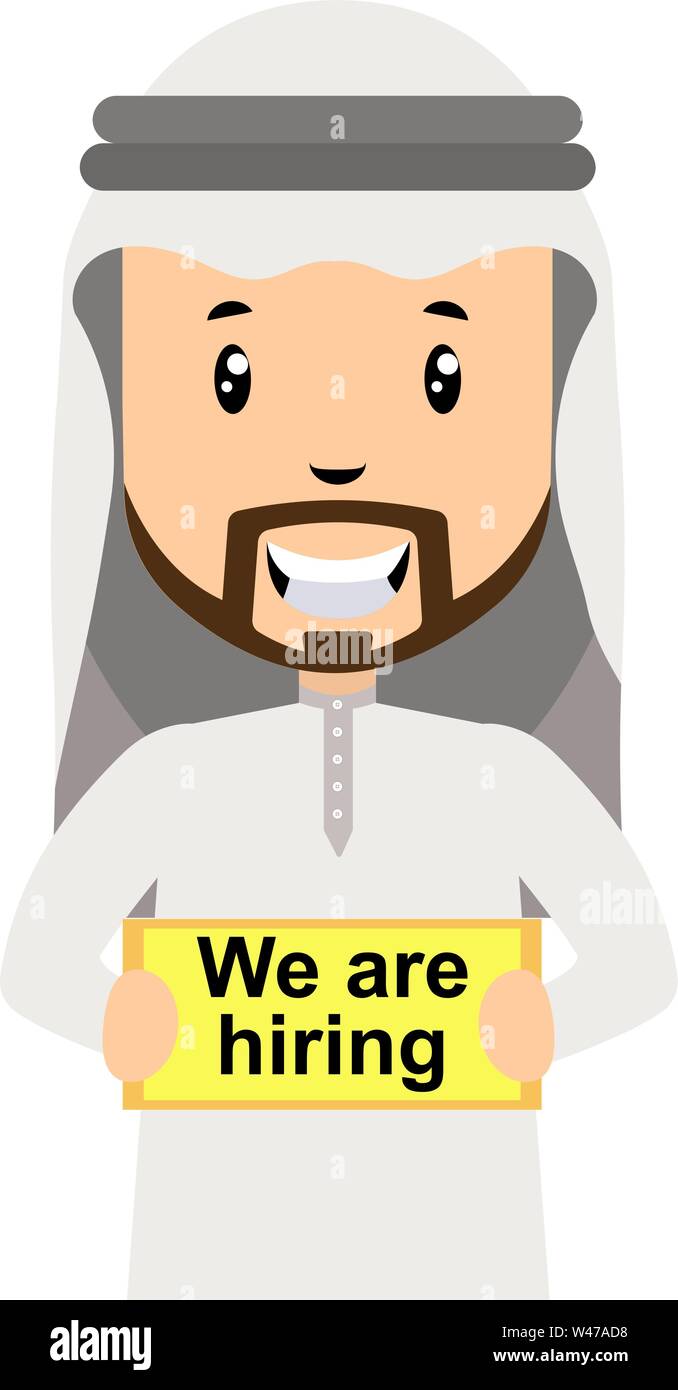 Arab is hiring, illustration, vector on white background Stock Vector ...