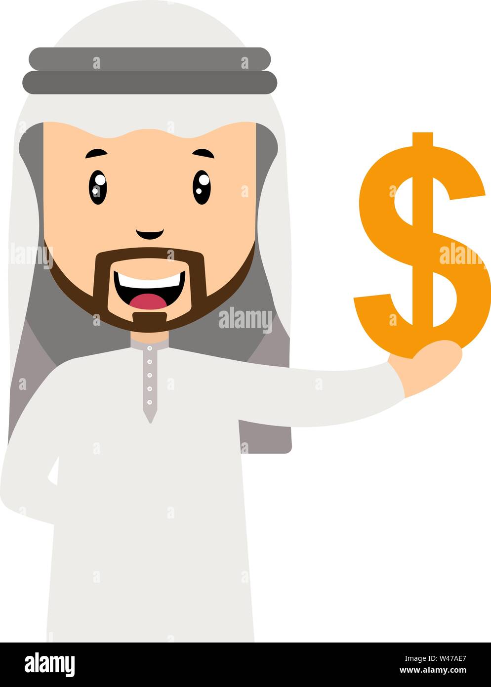 Arab with dollar sign, illustration, vector on white background Stock ...