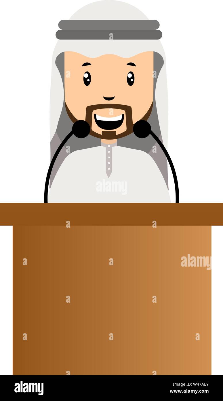 Arab holding speech, illustration, vector on white background Stock ...