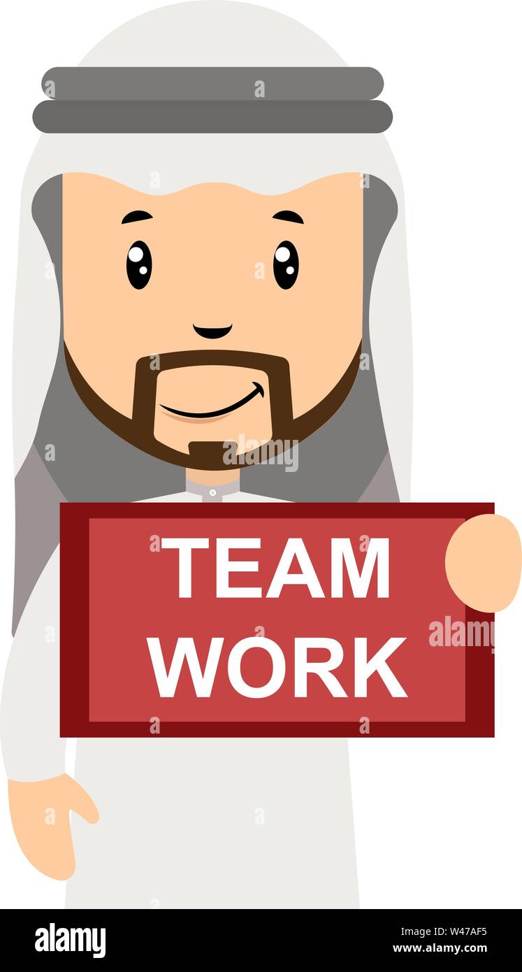 Arab holding team work sign, illustration, vector on white background ...