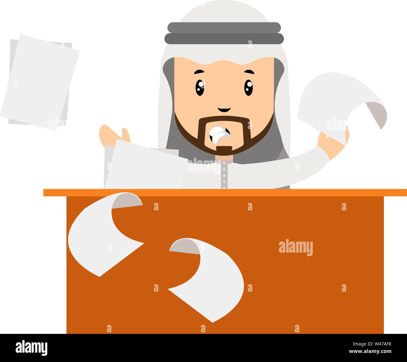 Arab is angry at work, illustration, vector on white background Stock ...