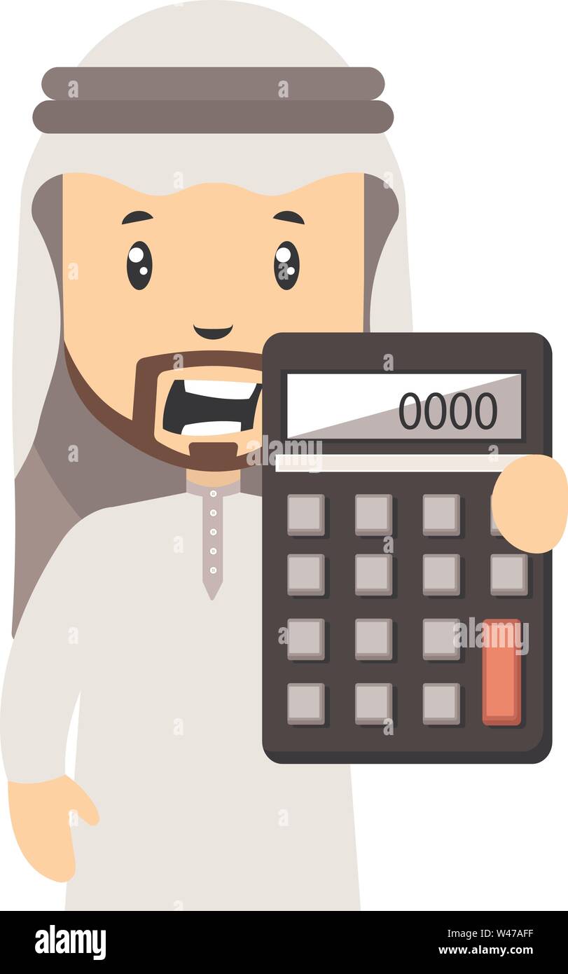 Arab holding calculator, illustration, vector on white background Stock ...
