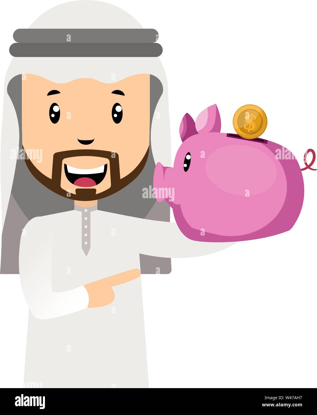 Arab with piggy bank, illustration, vector on white background Stock Vector Image & Art - Alamy