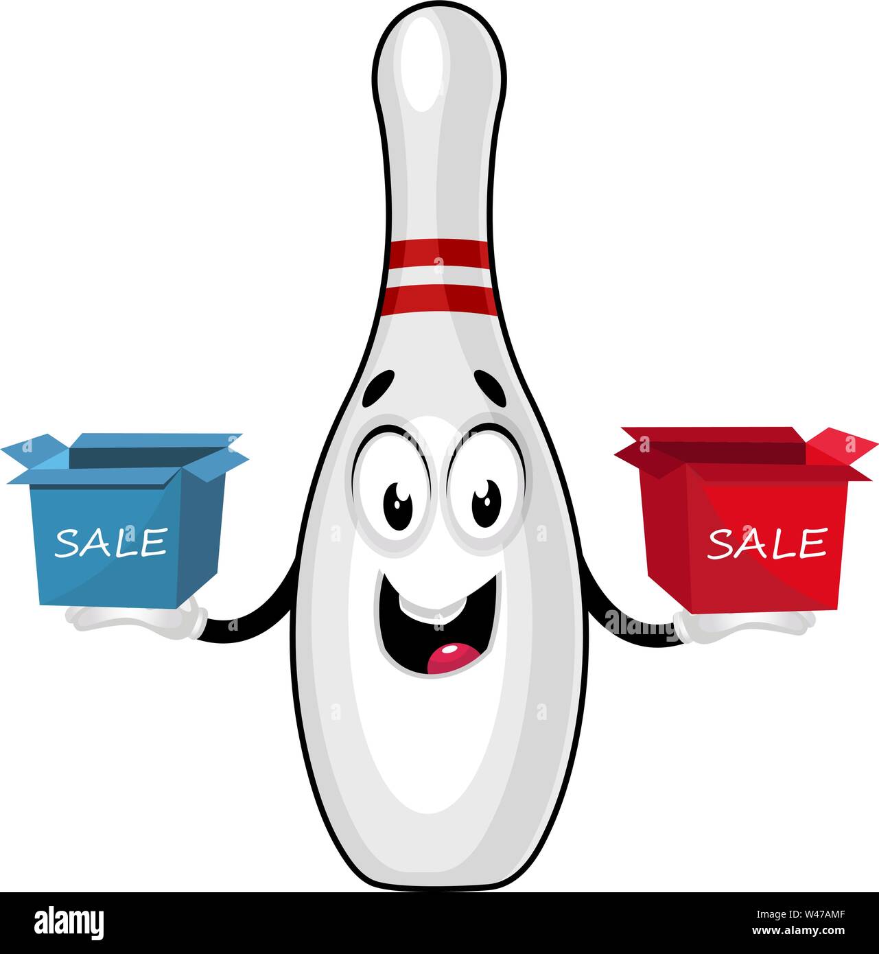 Bowling pin with sale box, illustration, vector on white background ...