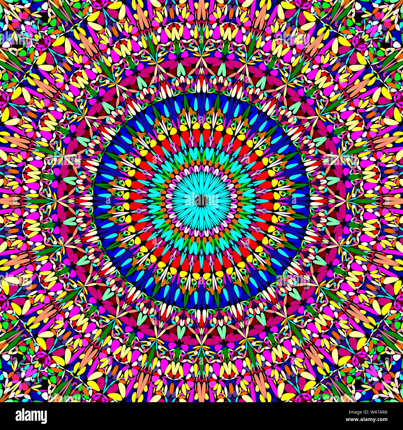 Multicolored flower mandala background - floral circular vector graphic ...