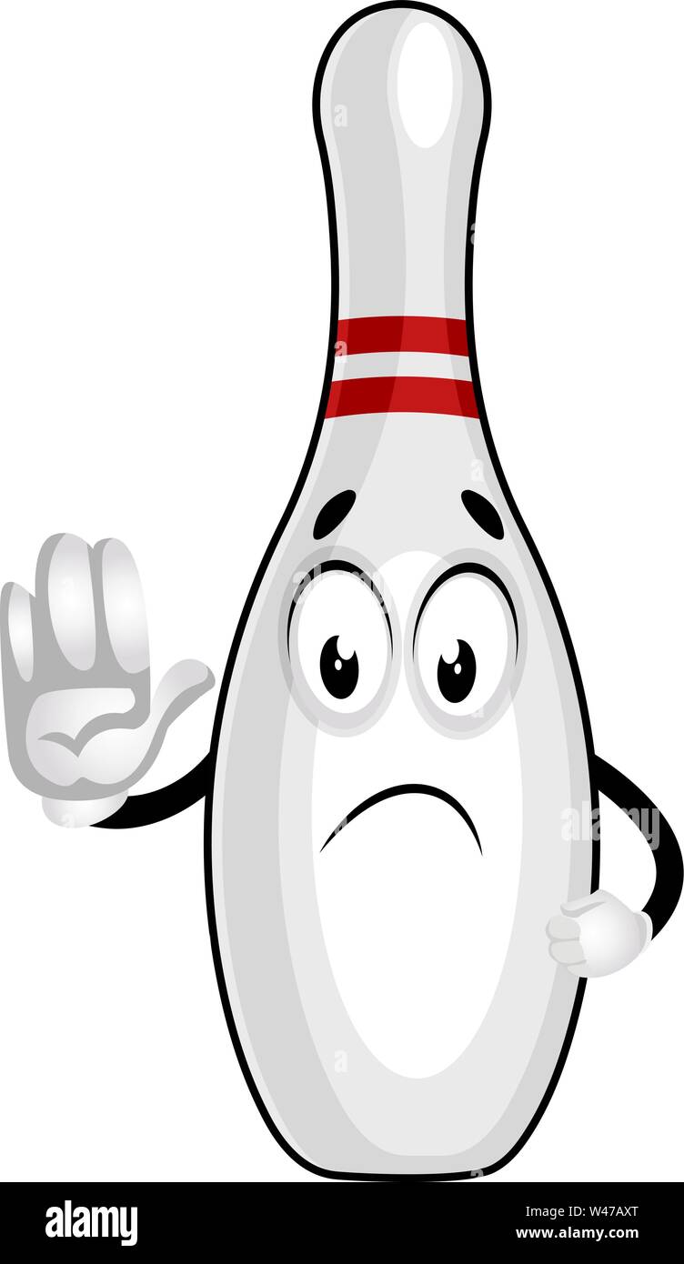 Sad bowling pin, illustration, vector on white background Stock Vector ...