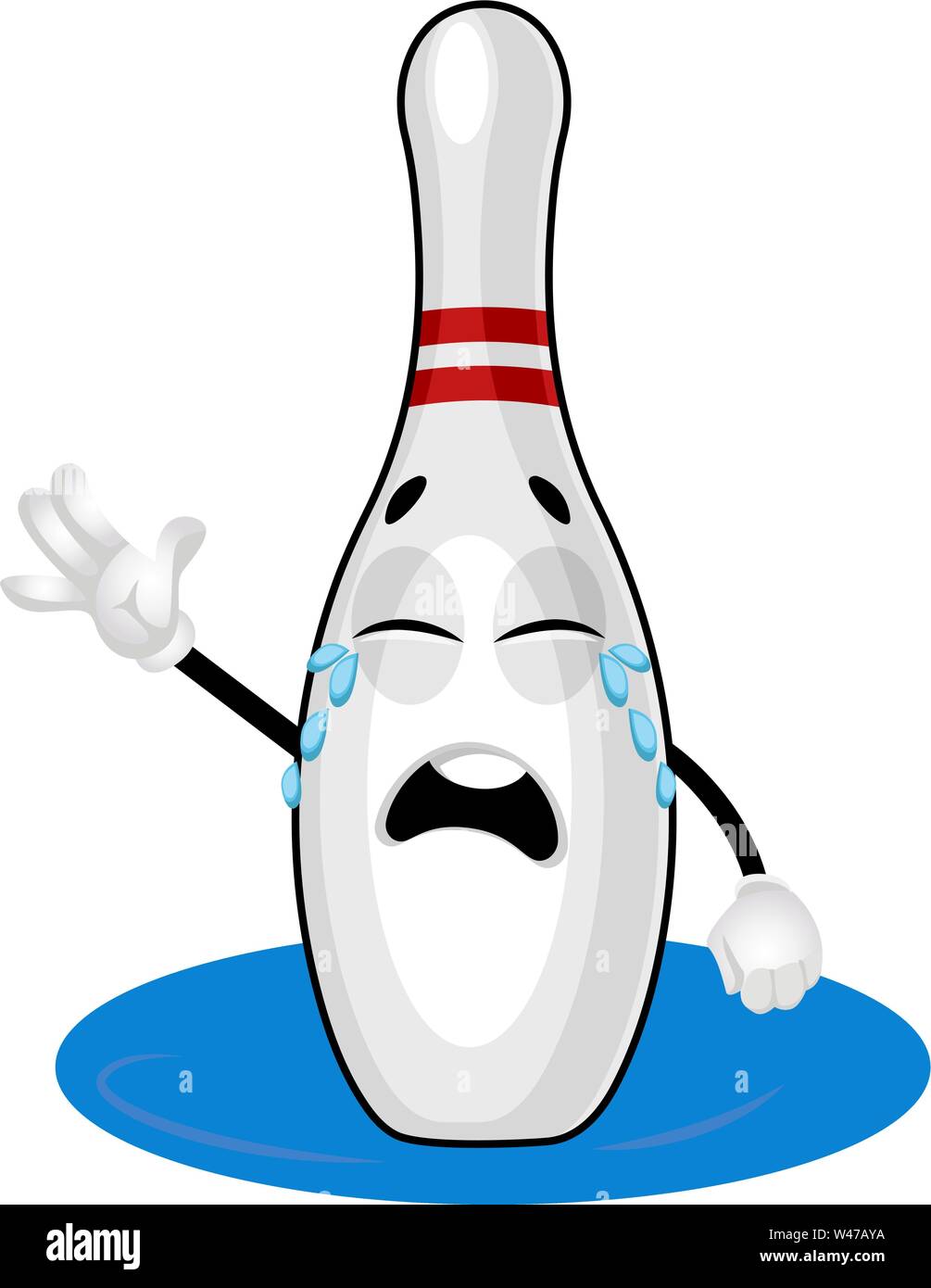 Bowling pin crying, illustration, vector on white background Stock ...