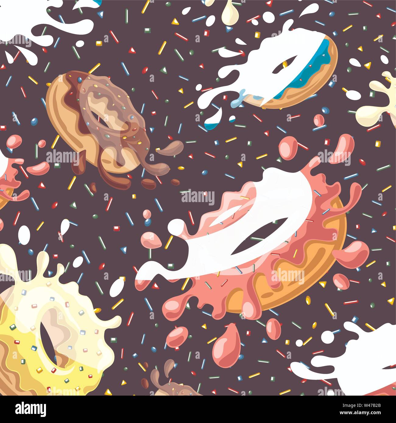 Delicious donuts wallpaper, illustration, vector on white background ...