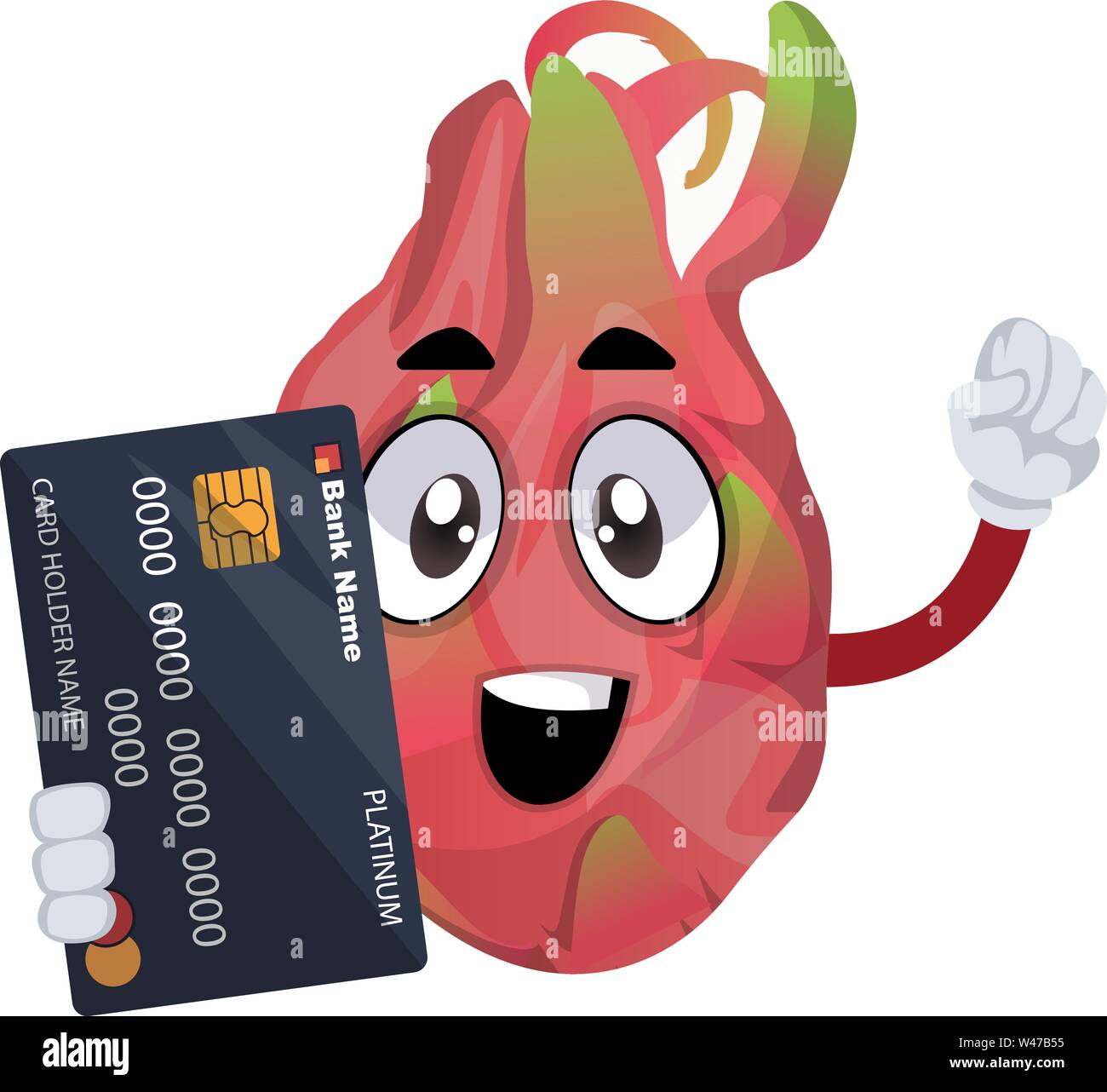 Dragon fruit with credit card, illustration, vector on white background ...