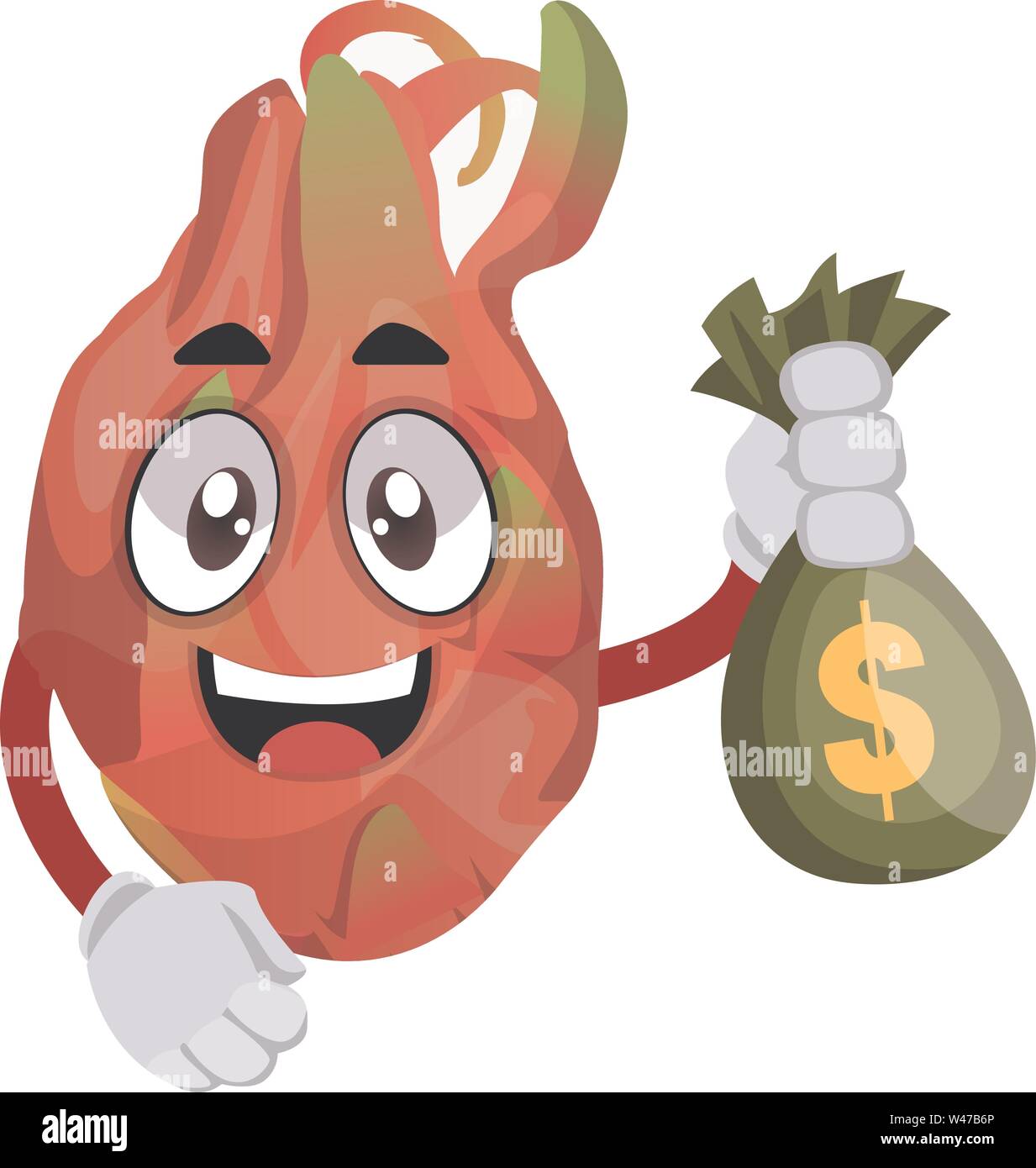 Dragon fruit with money, illustration, vector on white background Stock ...
