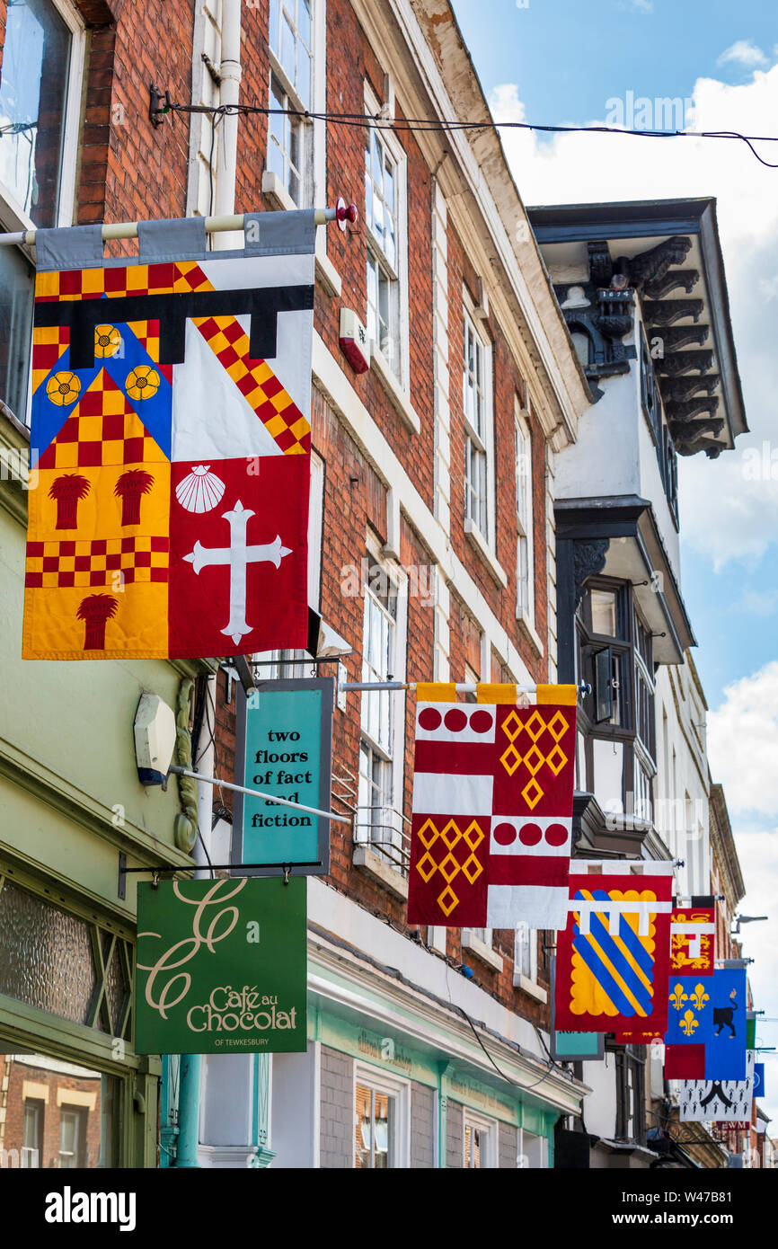 Medieval banners on display for the Tewkesbury Medieval Festival ...