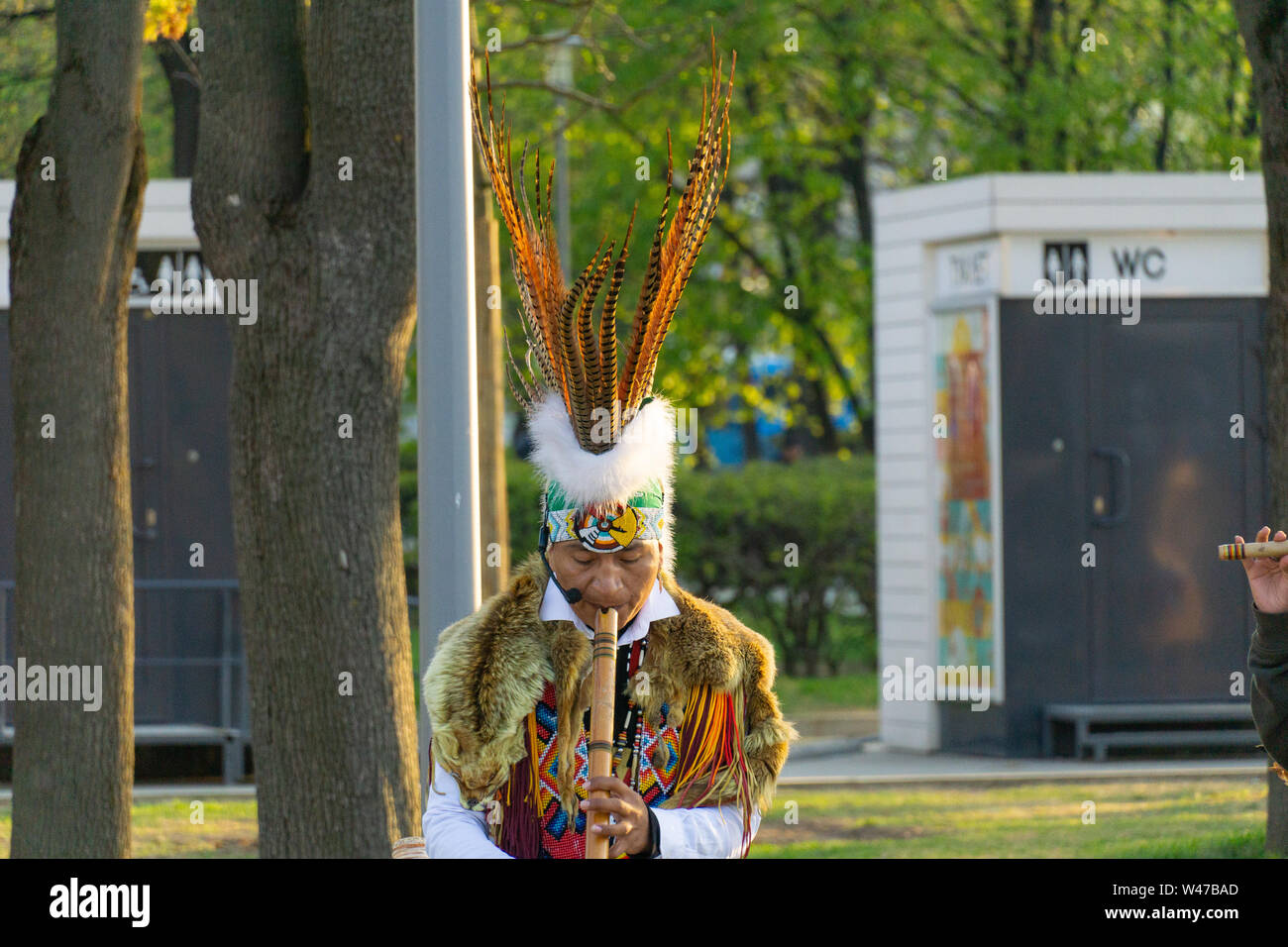 Moscow, Russia, April 30, 2019: A group of Native American Indians in ...