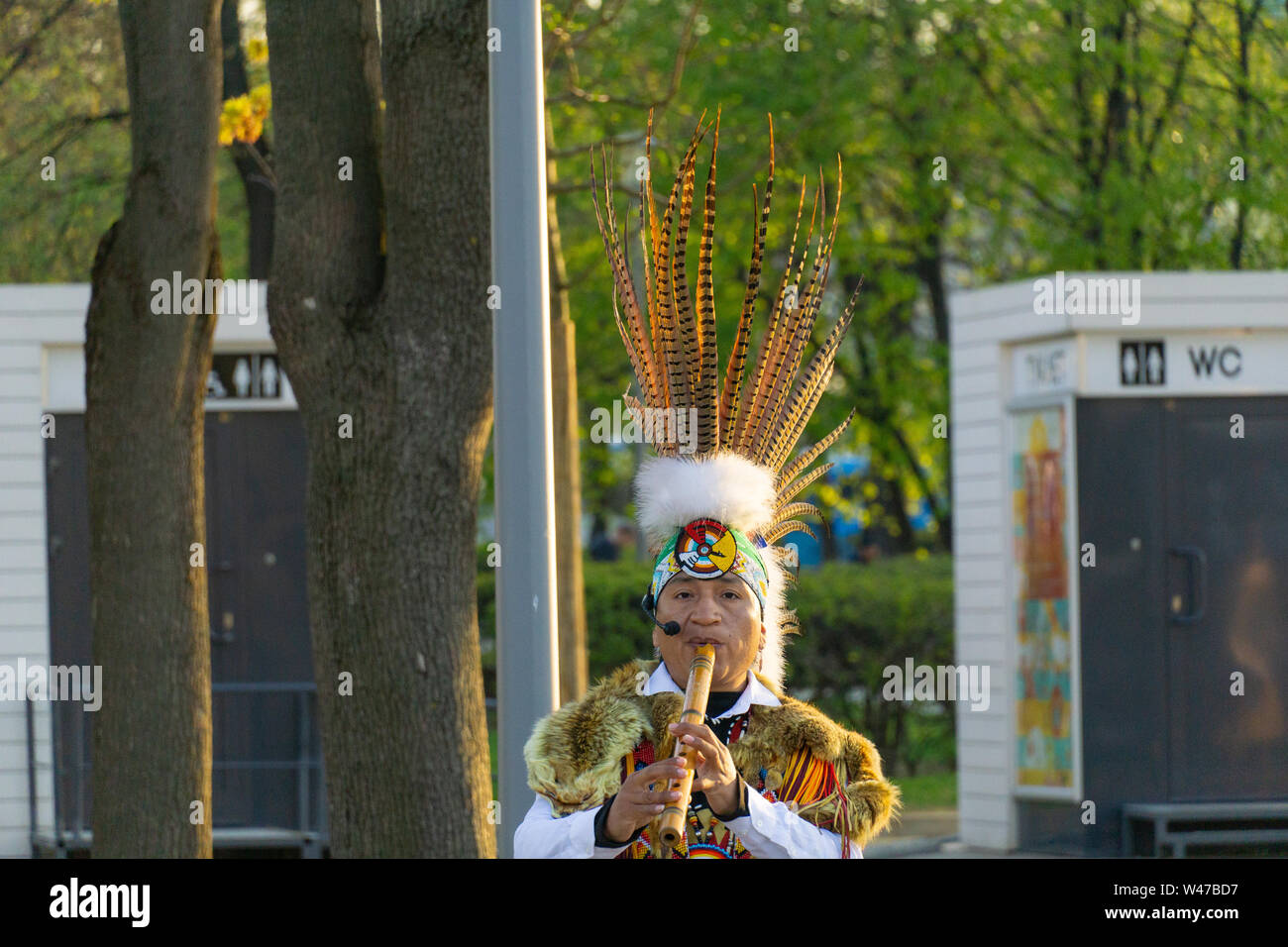 Moscow, Russia, April 30, 2019: A group of Native American Indians in ...