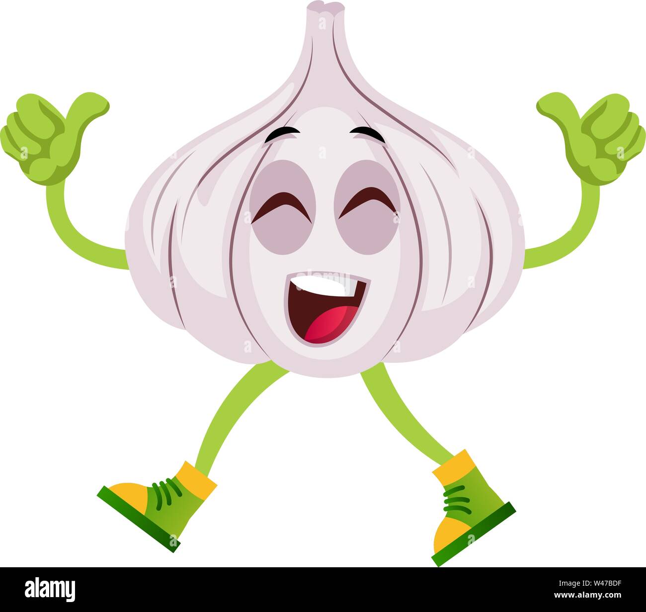 Happy garlic, illustration, vector on white background Stock Vector ...