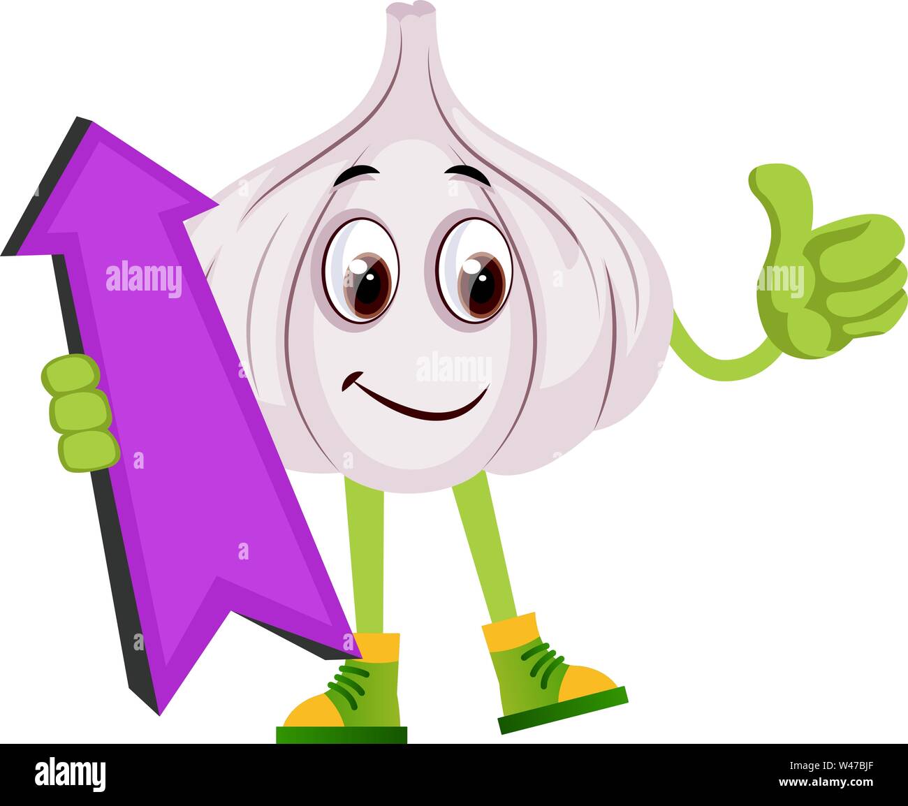 Garlic with purple arrow, illustration, vector on white background ...