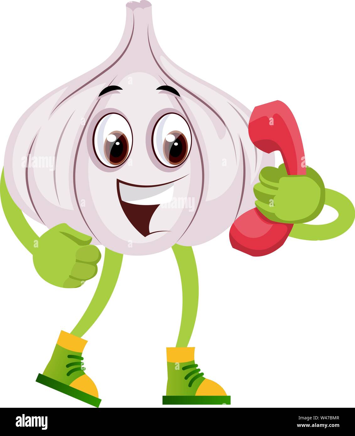 Garlic on telephone, illustration, vector on white background Stock ...