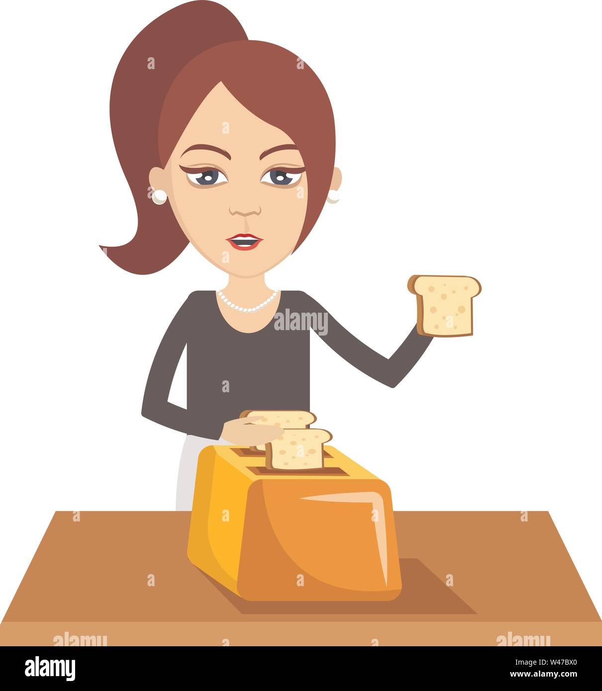 Woman bread on white Stock Vector Images - Alamy
