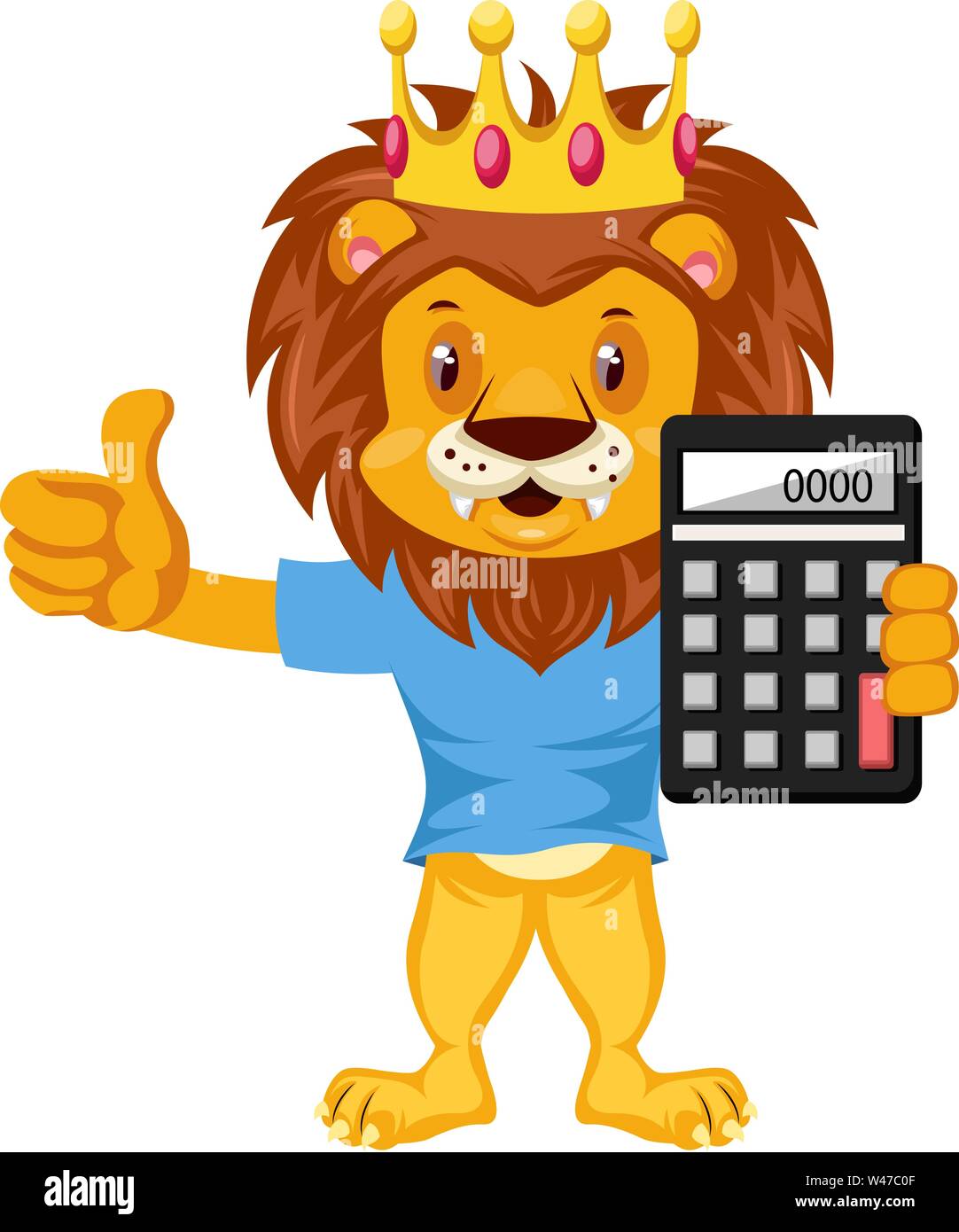 Lion with calculator, illustration, vector on white background Stock ...